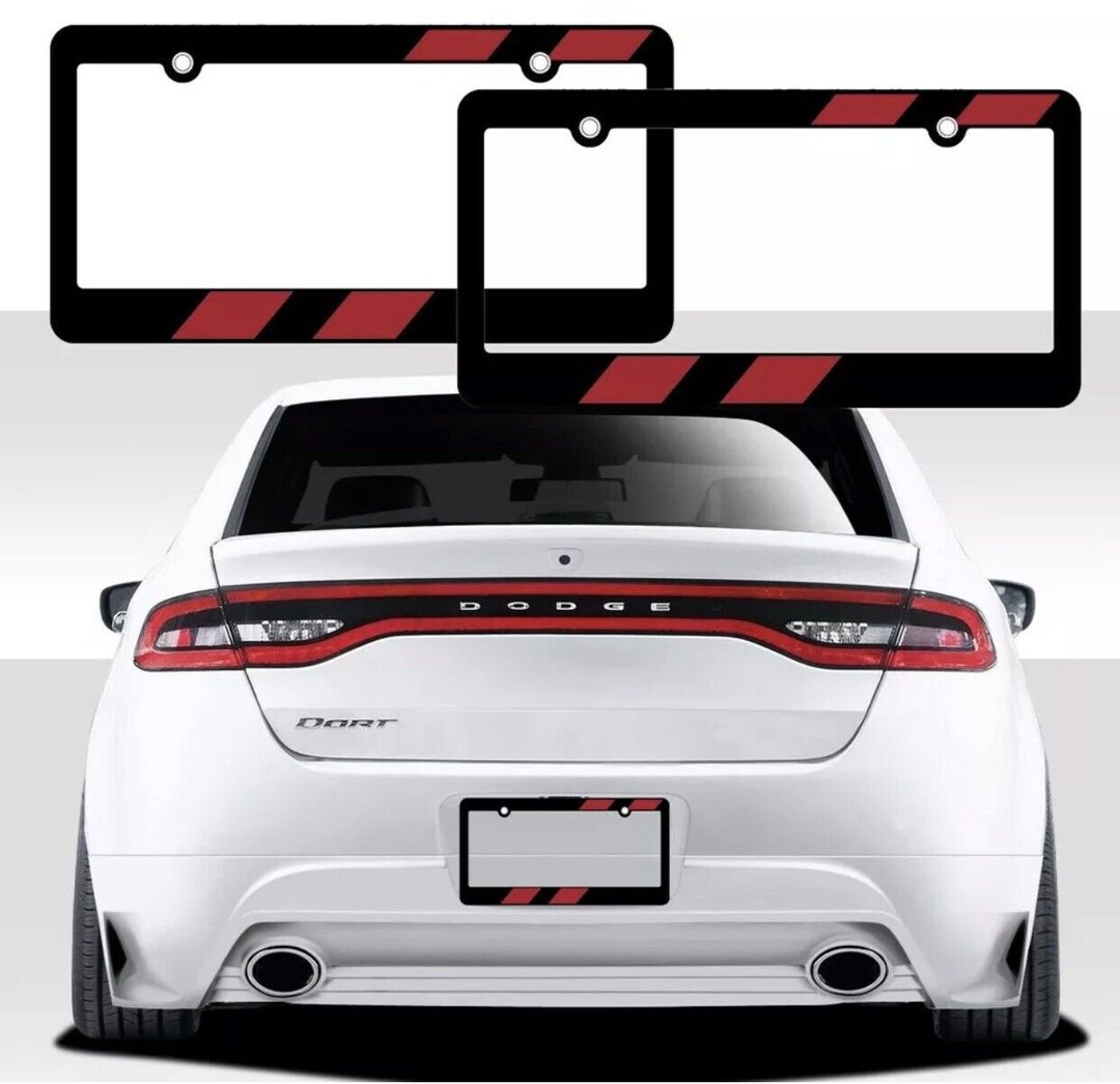 New 2pc Elite Red Racing Stripes Car Truck Black License Plate Frames ...