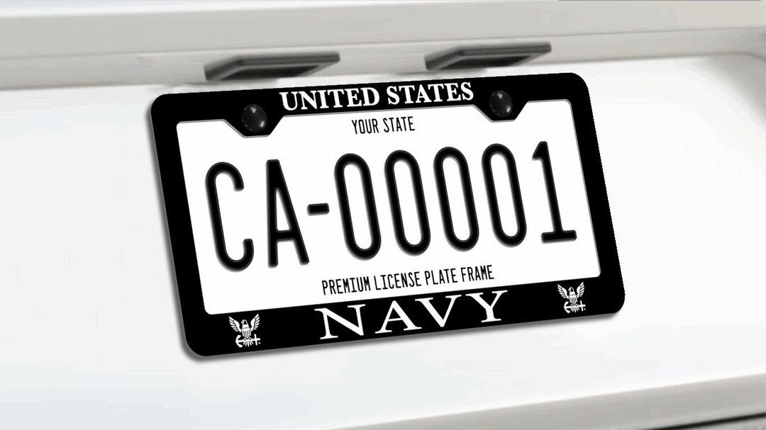 United States Navy Black License Plate Frame - Powder Coated Metal - Etsy