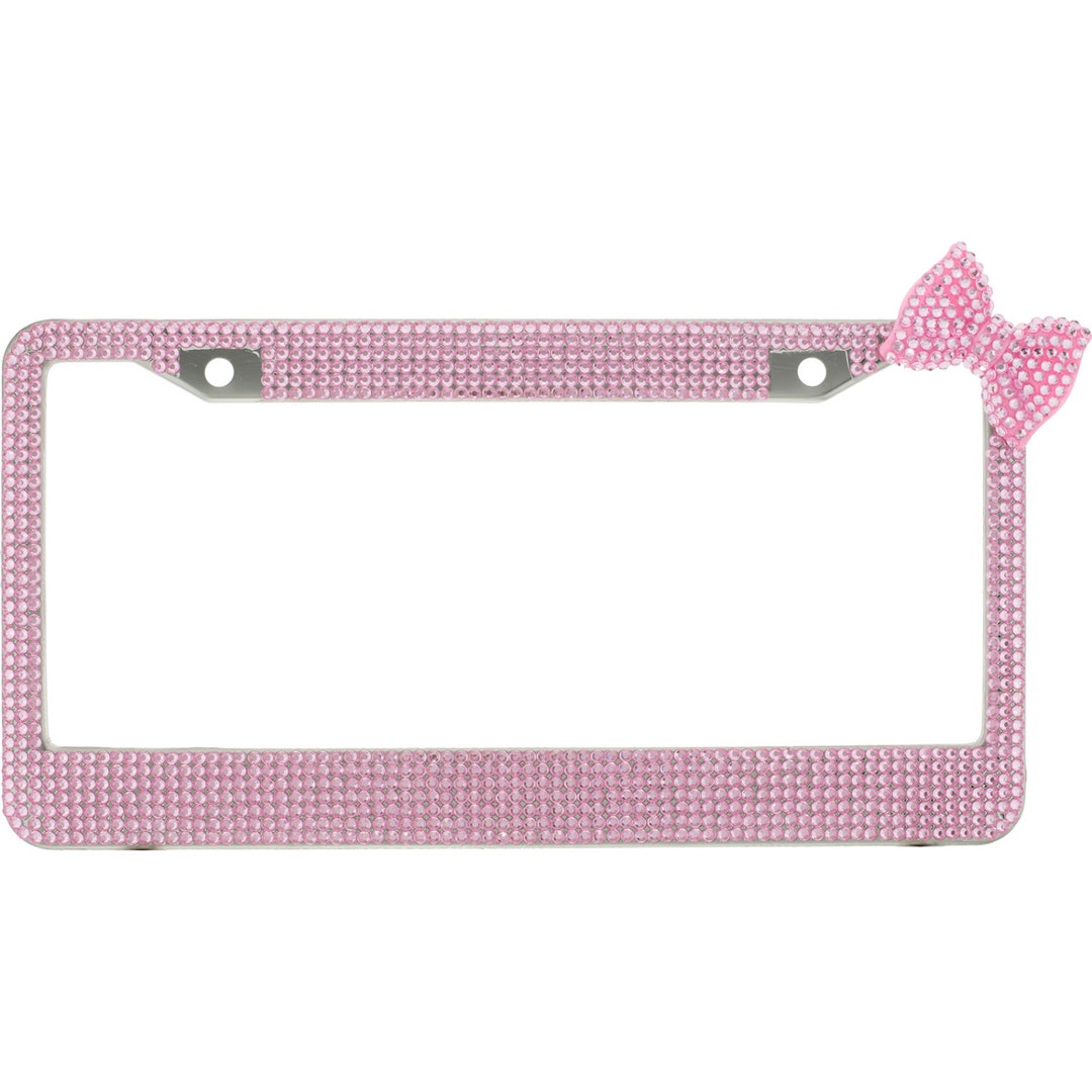 7 Rows of Pink Crystal Diamond Rhinestone Bling License Plate Frame ...