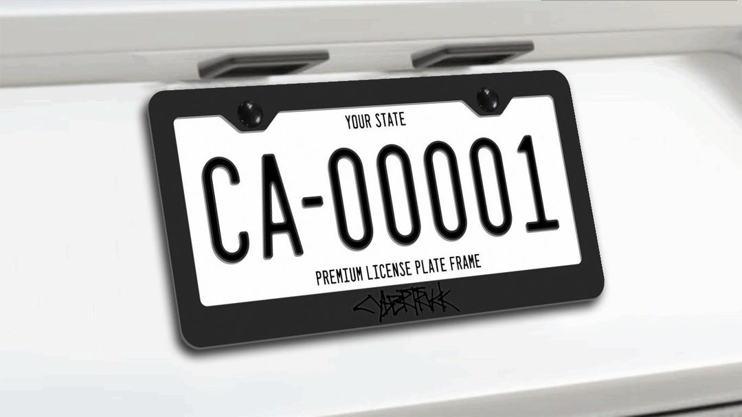 Black on Black Cybertruck License Plate Frame Black Premium Metal Fits ...