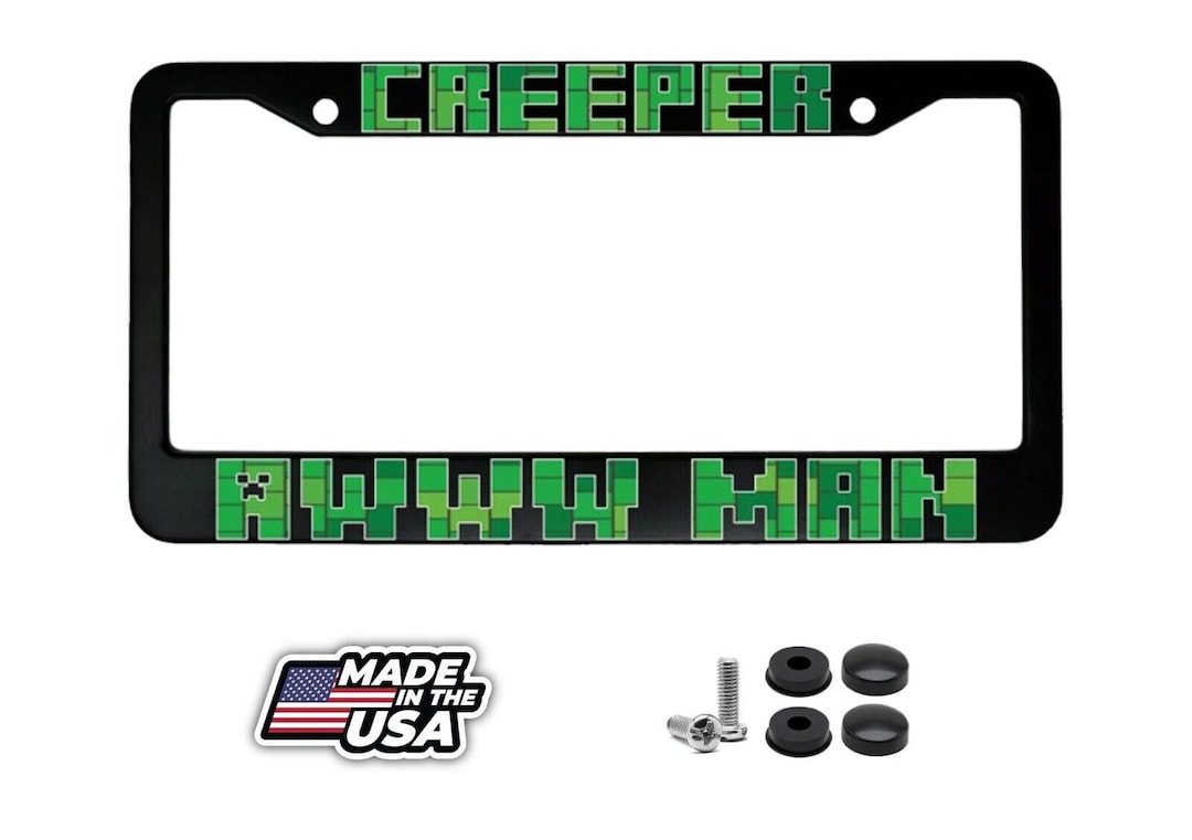 Creeper Awww Man Minecraft Stainless Steel Car License Plate Frame - Etsy