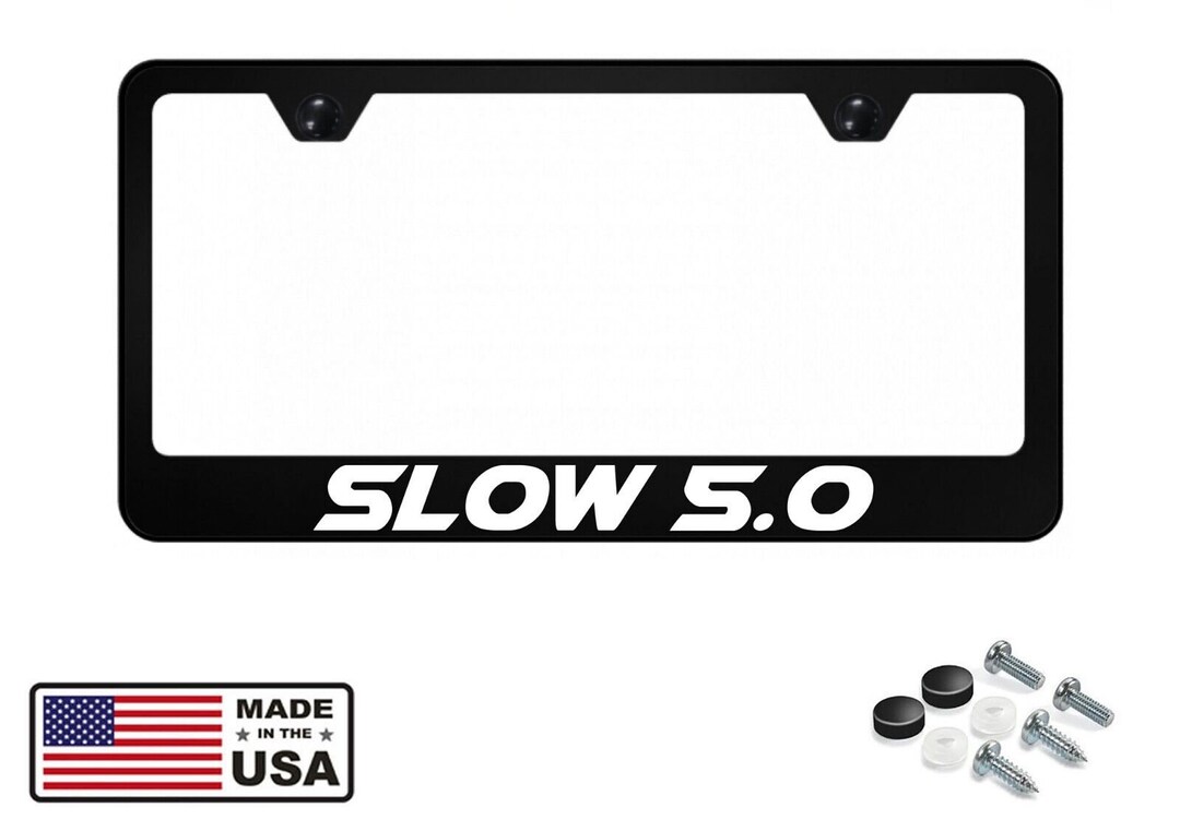 Slow 5.0 Ford Mustang Coyote 5.0 Gt Black Stainless Steel License Plate ...