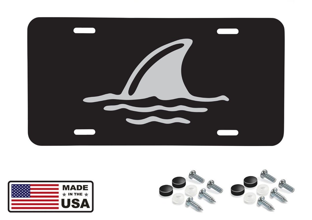 Shark Fin in Water License Plate Tag Vanity Front Aluminum 6 Inches by ...