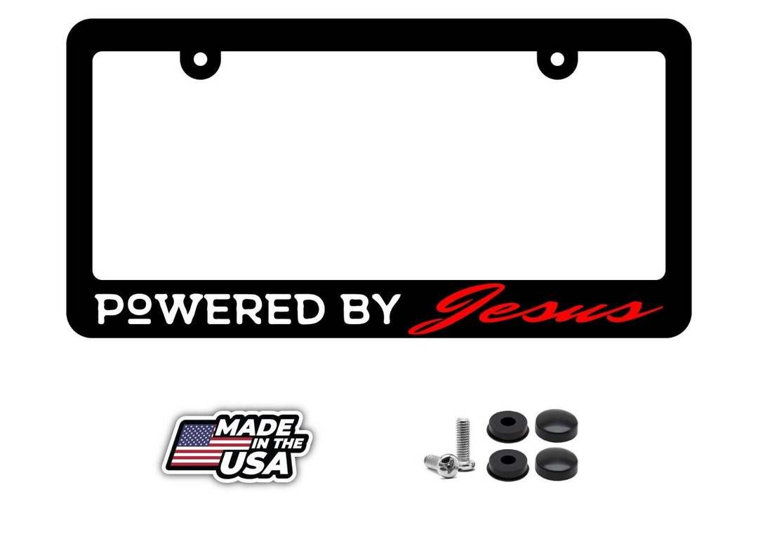 Powered by Jesus License Plate Frame Cover - Christian Including ...