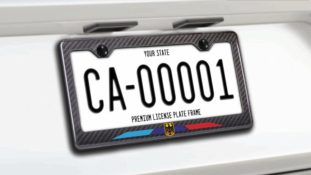 German Eagle Modern M-strip License Plate Frame Carbon Fiber Euro Style ...