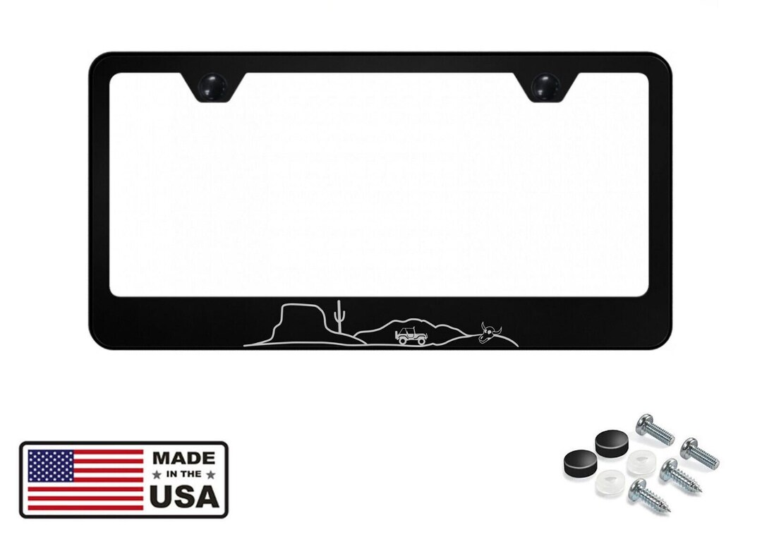 Black Stainless License Plate Frame With Jeep Desert Scene - Etsy