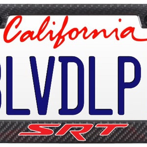 Dodge Jeep SRT Logo Red Real Carbon Fiber ABS Back License Plate Frame ...