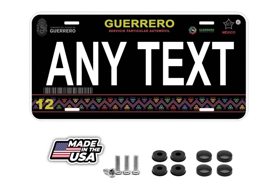Black Guerrero Mexico Personalized Novelty Car License Plates Any Text ...