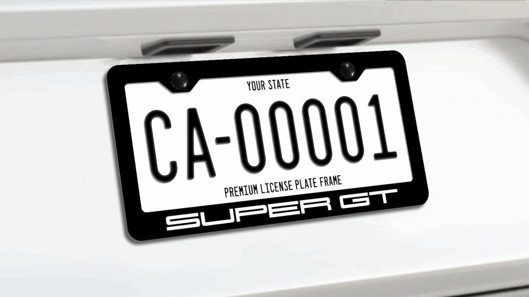 Super Gt Black Metal License Plate Frame Premium With Screws and Caps ...