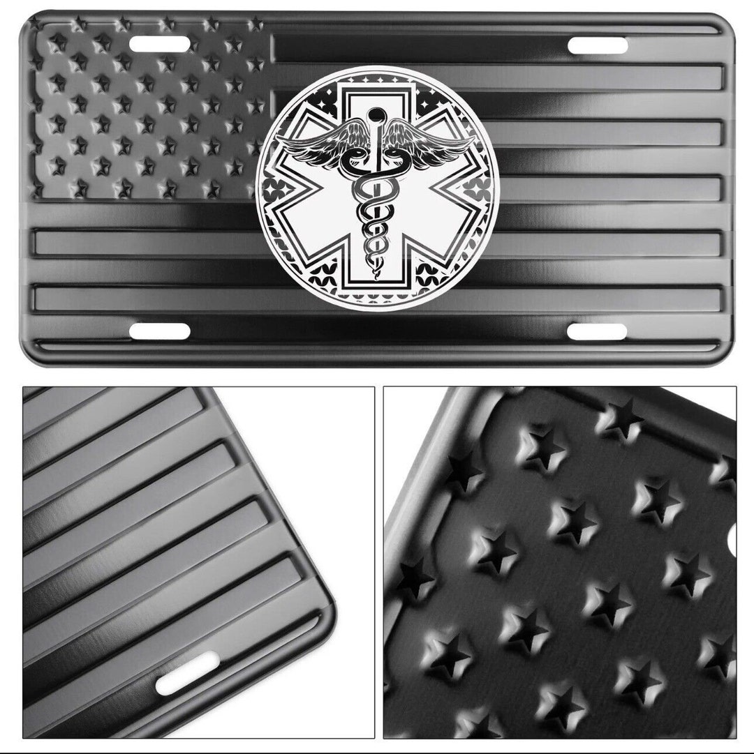 First Responder Edition Ems Embossed American Flag License Plate Laser ...