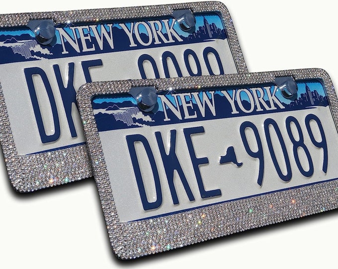 Dazzling Bling License Plate Frame Silver Big Glitter Clear Made in Usa ...