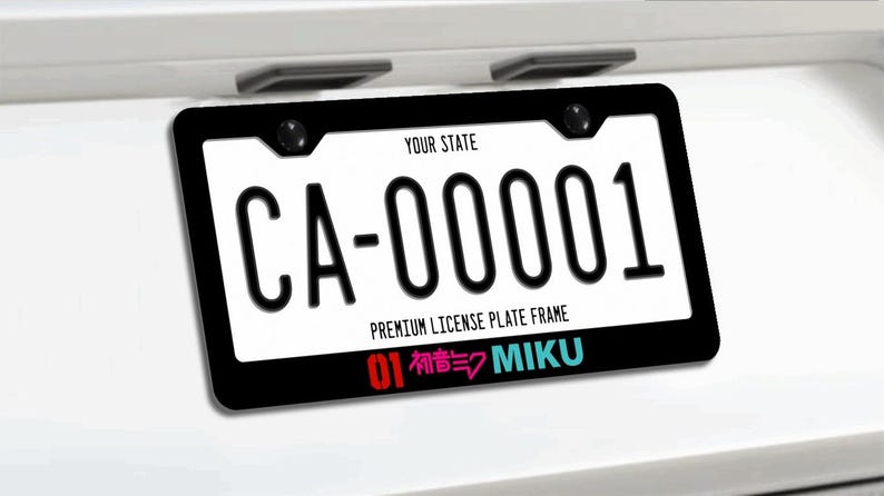 Miku Black Premium Metal License Plate Frame Vocaloid - Etsy