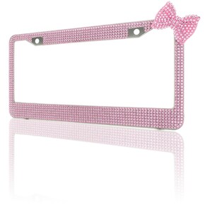 7 Rows of Pink Crystal Diamond Rhinestone Bling License Plate Frame ...