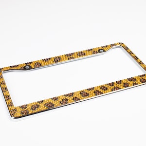 Gold Leopard Crystal Rhinestone License Plate Metal Frame - Etsy