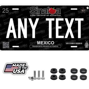 Black Sinaloa Mexico Personalized Novelty Car License Plates Any Text ...