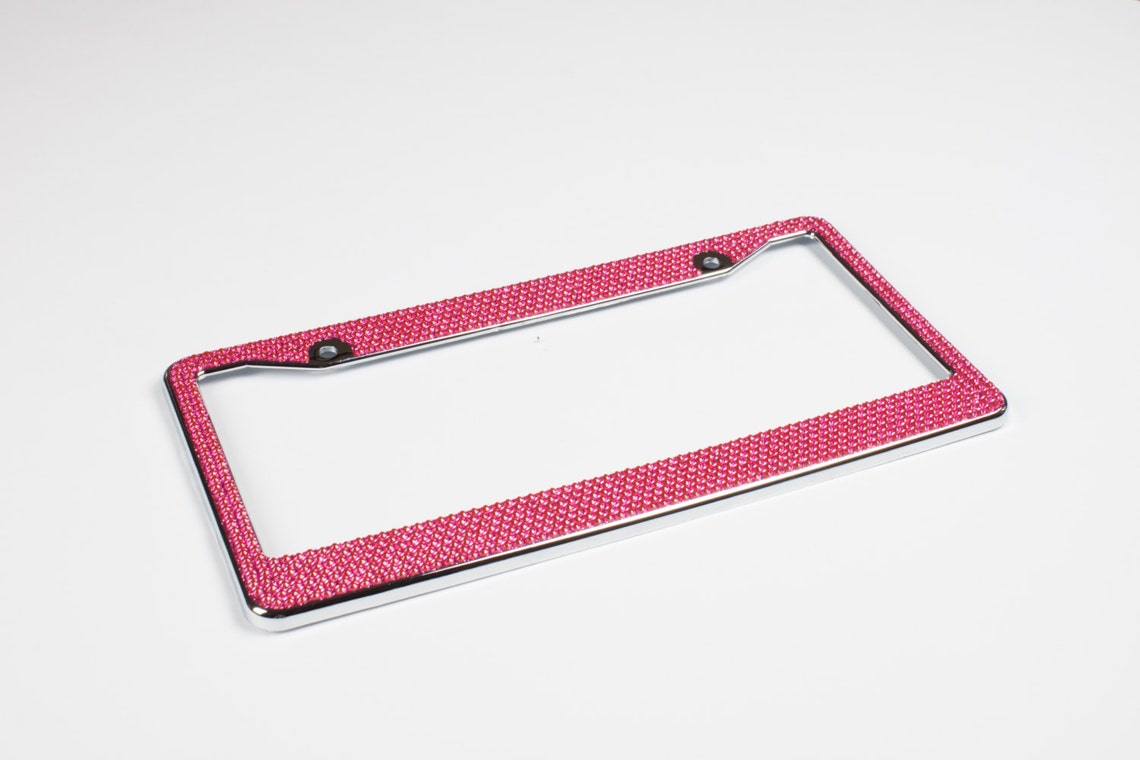 Hot Pink Crystal Rhinestone License Plate Frame With Crystal - Etsy