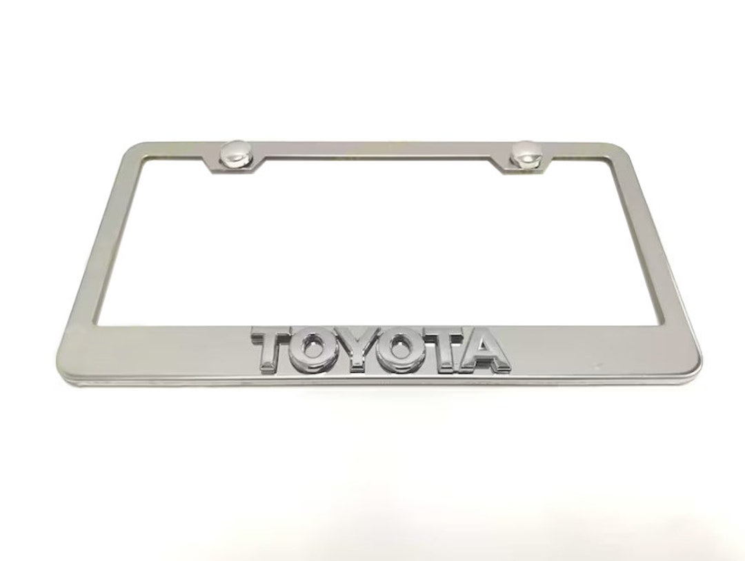 3D Toyota Badge Emblem Stainless Steel Chrome Metal License Plate Frame ...