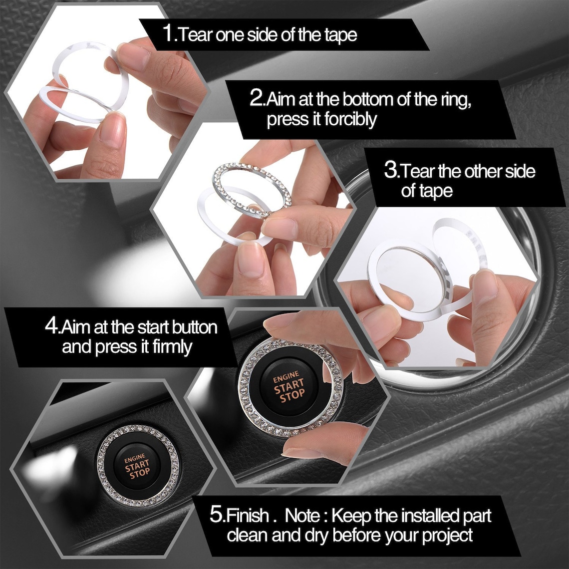 Crystal Car Bling Ring Emblems Interior Car Accessory for - Etsy