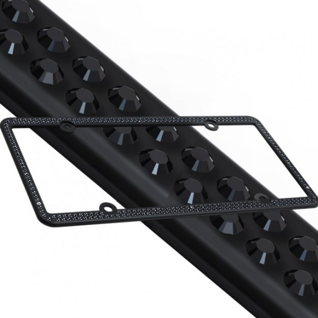 Swarovski Black Crystal License Plate Metal Black Frame With Crystal ...