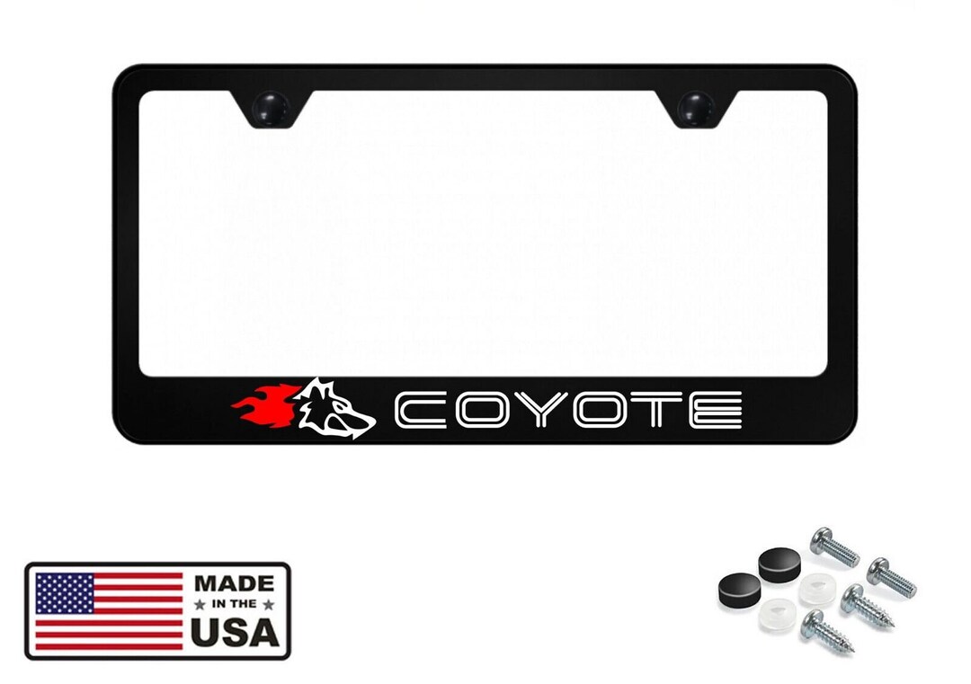 Coyote Gt Ford Mustang Logo Premium Black License Plate Frame Cover for ...