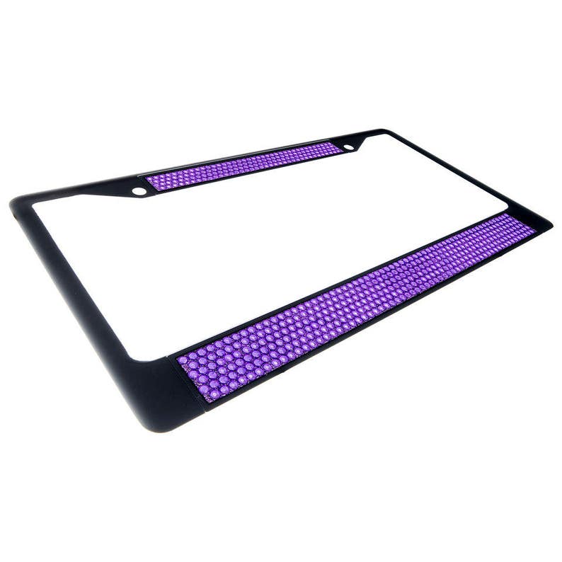 Premium Black Purple Bling Crystal Diamond License Plate Frame for Car ...