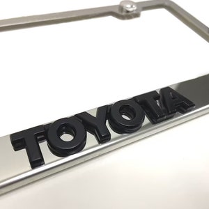 3D (black) Toyota Emblem Badge Stainless Steel Chrome Metal License ...