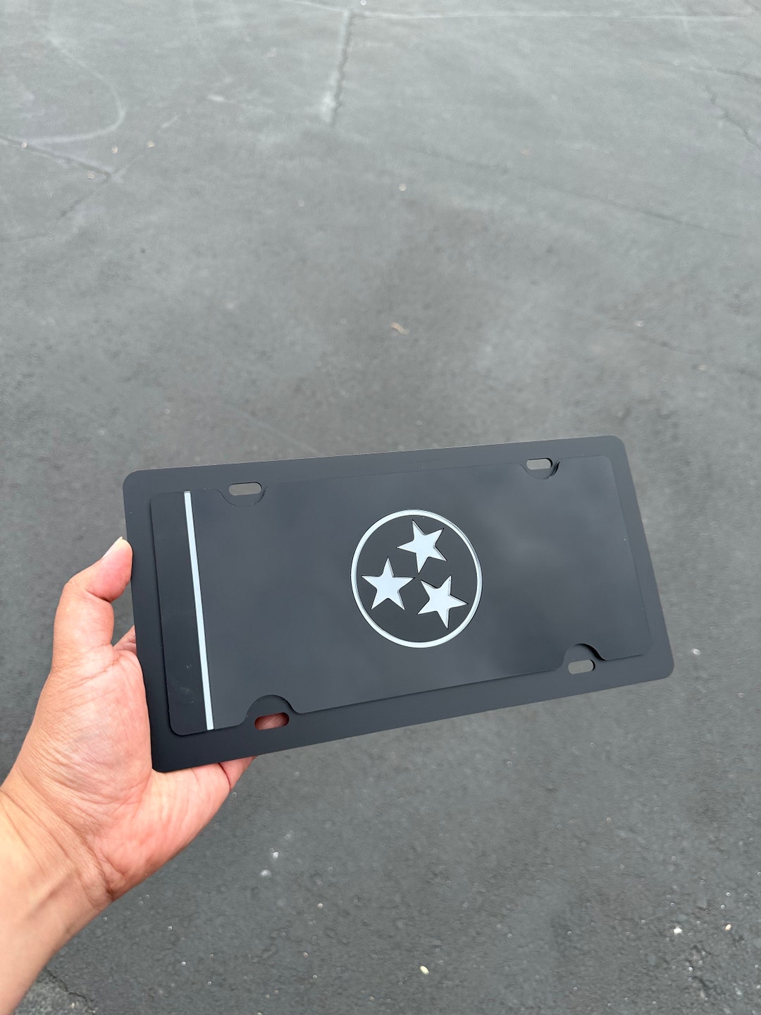 Tennessee State Flag Vanity License Plate (blacked Out Tactical Premium ...