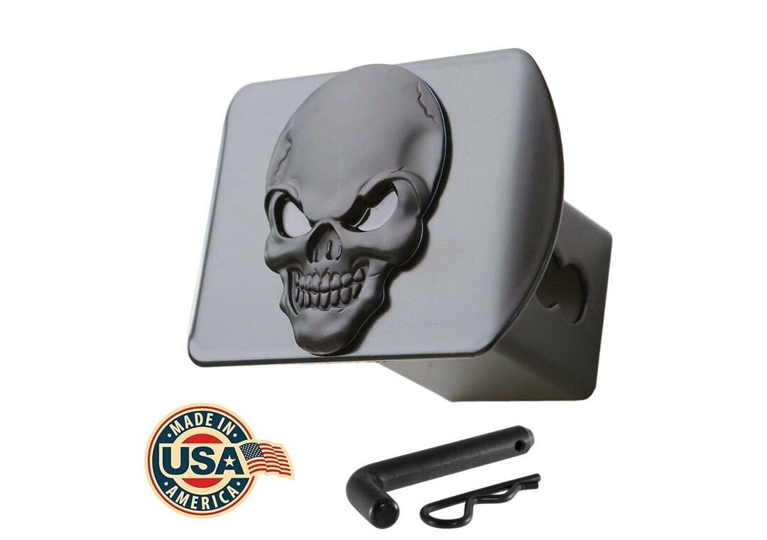 Metal Skull 3d Emblem Trailer Hitch Cover Fits 2" Receivers Black ...