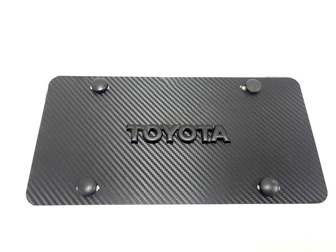 3D Black Toyota Emblem Badge Carbon Fiber Style Aluminum Vanity Front ...