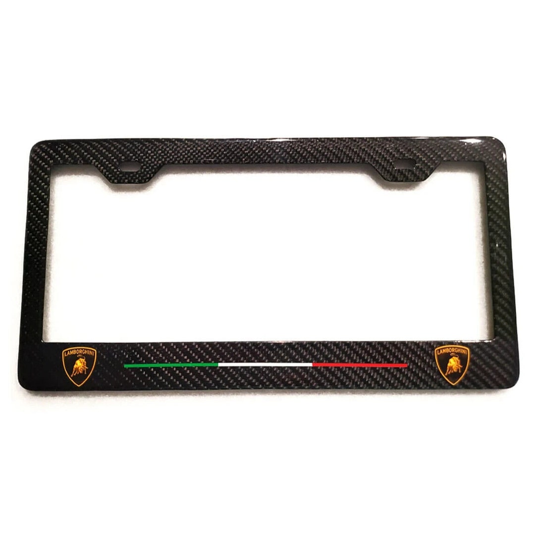 Lamborghini Logos Only With Italy Stripe 2x2 Carbon Fiber License Plate ...