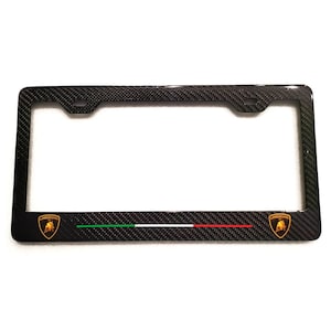 Lamborghini Logos Only With Italy Stripe 2x2 Carbon Fiber License Plate ...