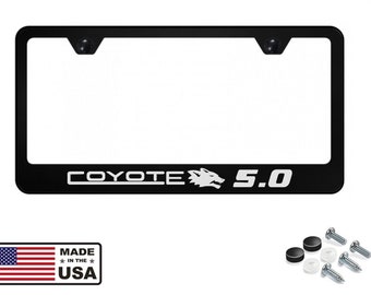Reflective Coyote Mustang Badge Stainless Steel License Plate Frame ...