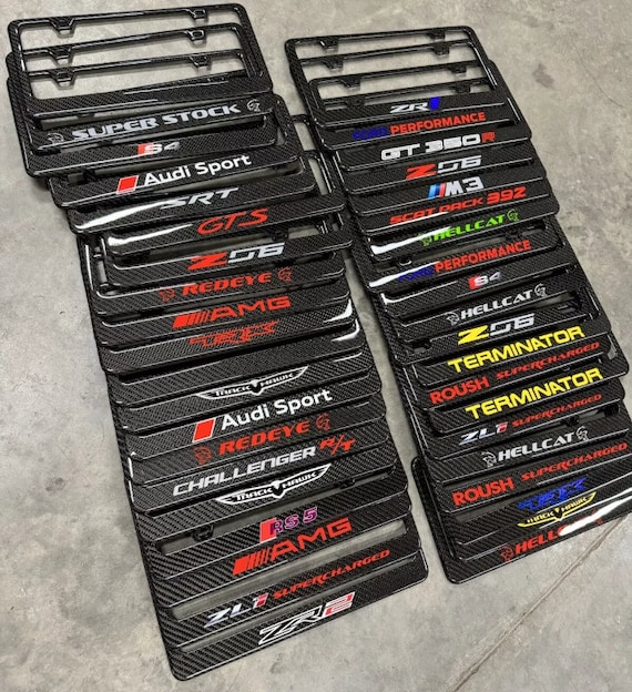 Custom Made 100 Real Carbon Fiber License Plate Frame With YOUR TEXT LOGO Etsy