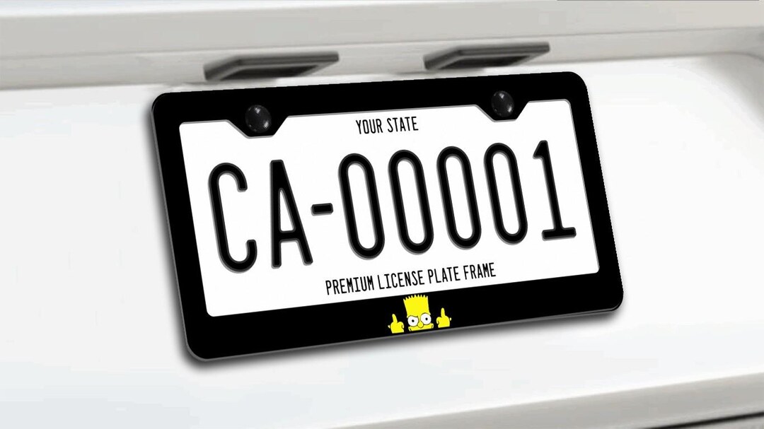 Bart Simpson Middle Finger Peeking License Plate Frame Black Metal the ...