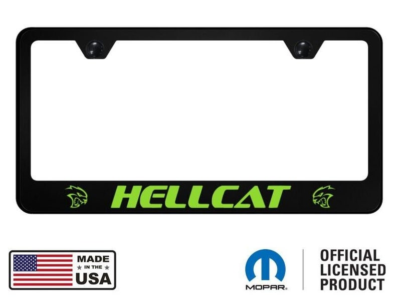 Mopar Hellcat Green Logo Polycarbonate License Plate Frame Official ...