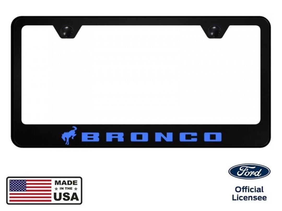 Ford Bronco Unbreakable Black Polycarbonate License Plate Frame - Blue ...