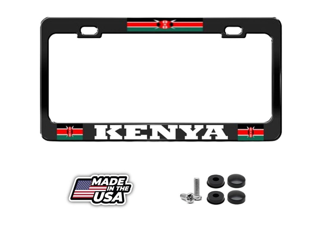 Kenyan Flag Black Metal License Plate Frame Kenya Pride Auto Suv Tag ...