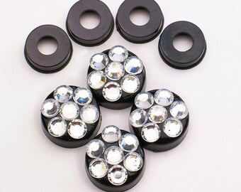 CLEAR FLOWER Rhinestone Screw Caps Covers for Crystal Bling License ...