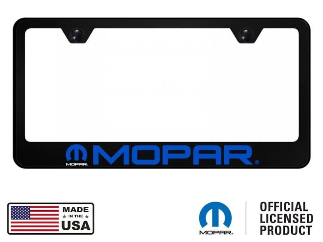Mopar Emblem Black Unbreakable Polycarbonate License Plate Frame ...