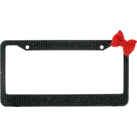 Black rhinestone license plate cover store