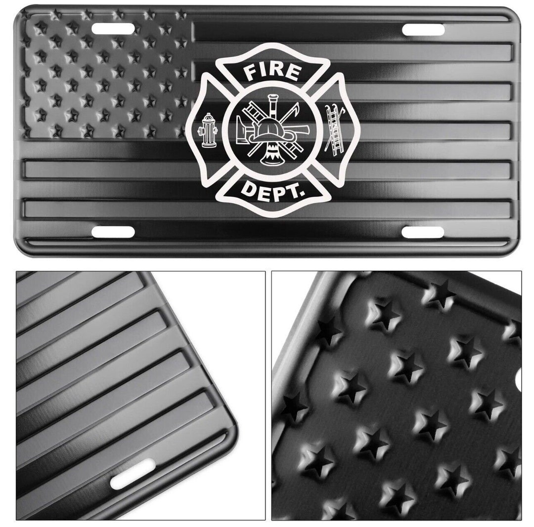 First Responder Edition Fire Department Embossed American Flag License ...