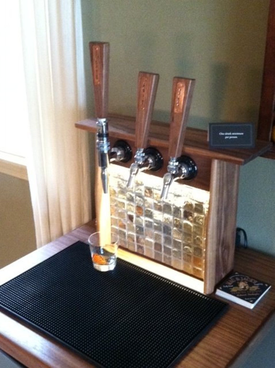 Personalized Beer Tap Handle of Walnut With a Handmade Copper - Etsy