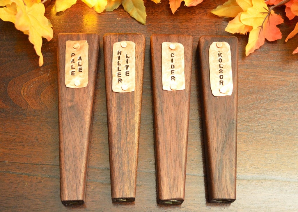 Personalized Beer Tap Handle of Walnut With a Handmade Copper - Etsy