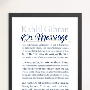 Kahlil Gibran on Marriage From the Prophet Inspirational Book Quote Wall Art Print Decor for ...