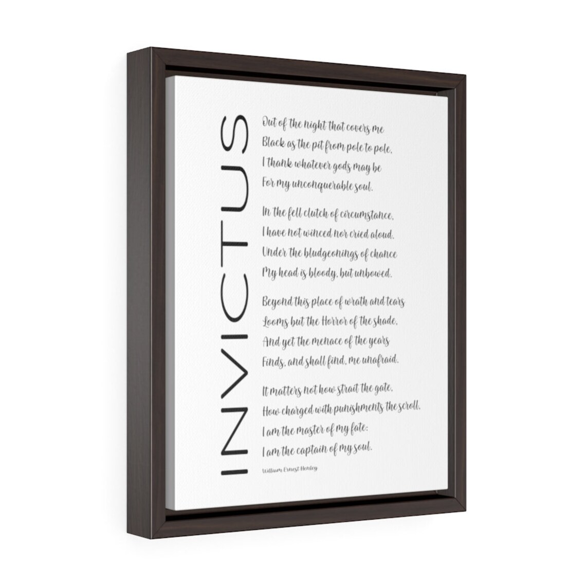 Invictus Poem on Framed Canvas Print by William Ernest Henley ...
