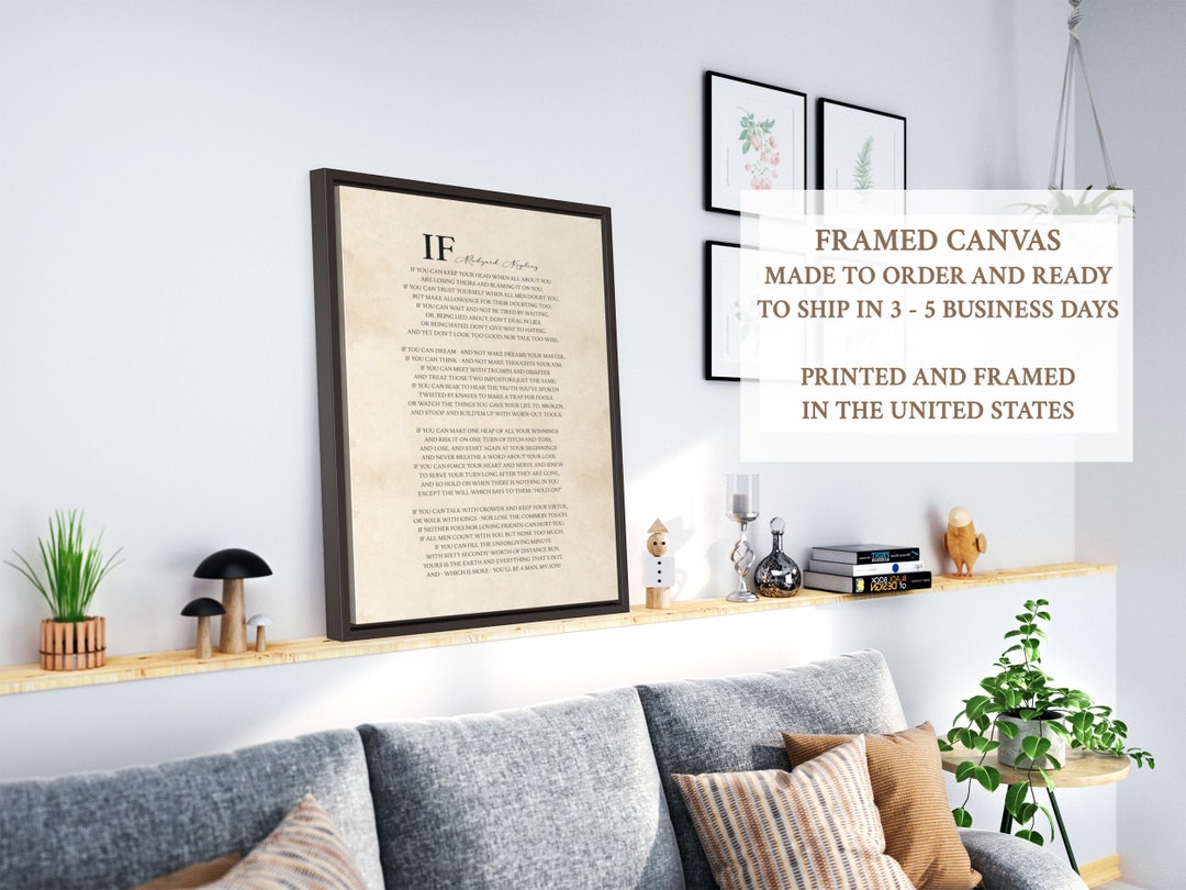 Rudyard Kipling Poem Large Framed Canvas If Poem Print With - Etsy