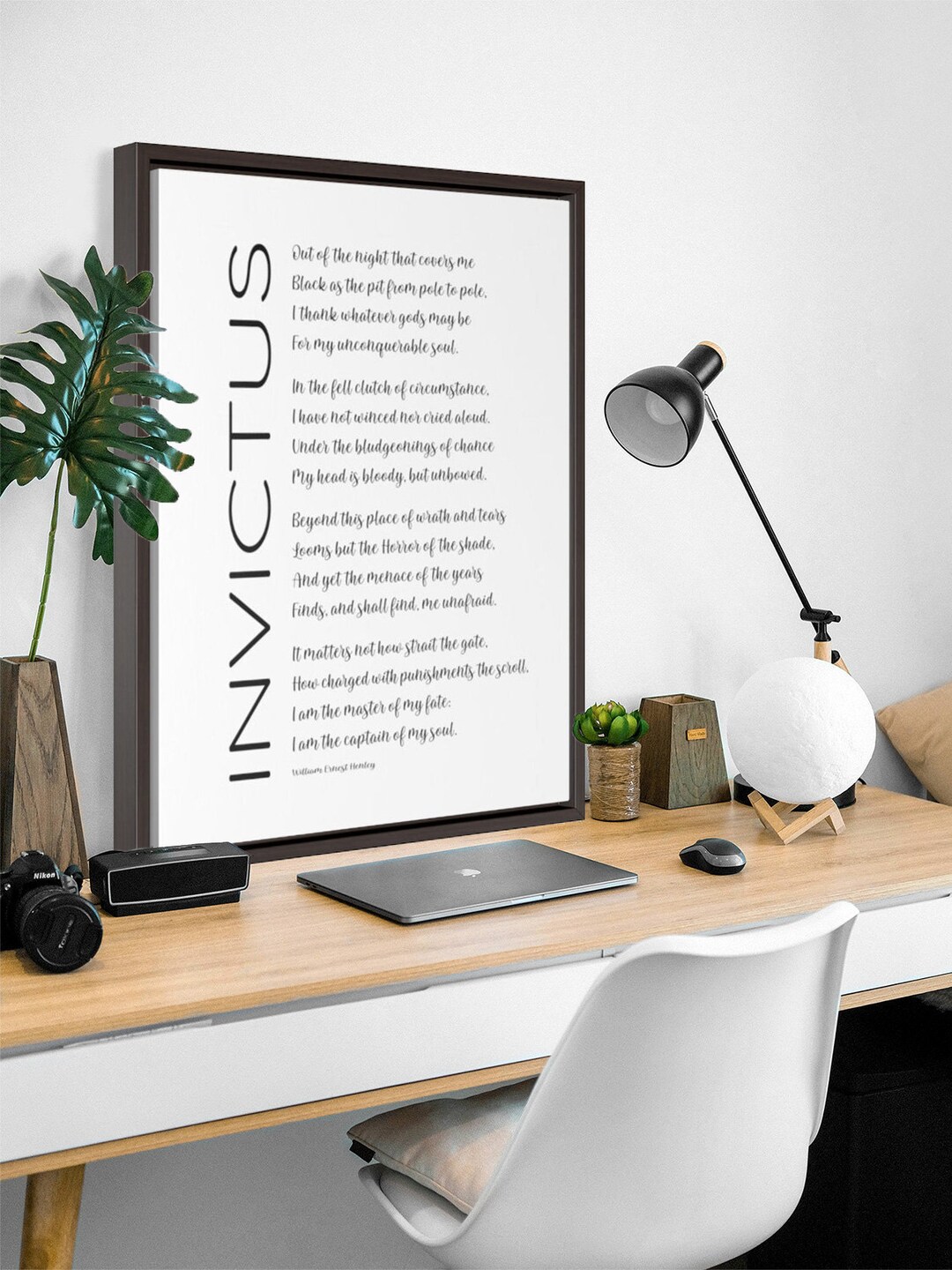 Invictus Poem on Large Framed Canvas, Inspirational Frame Quote by Poet ...