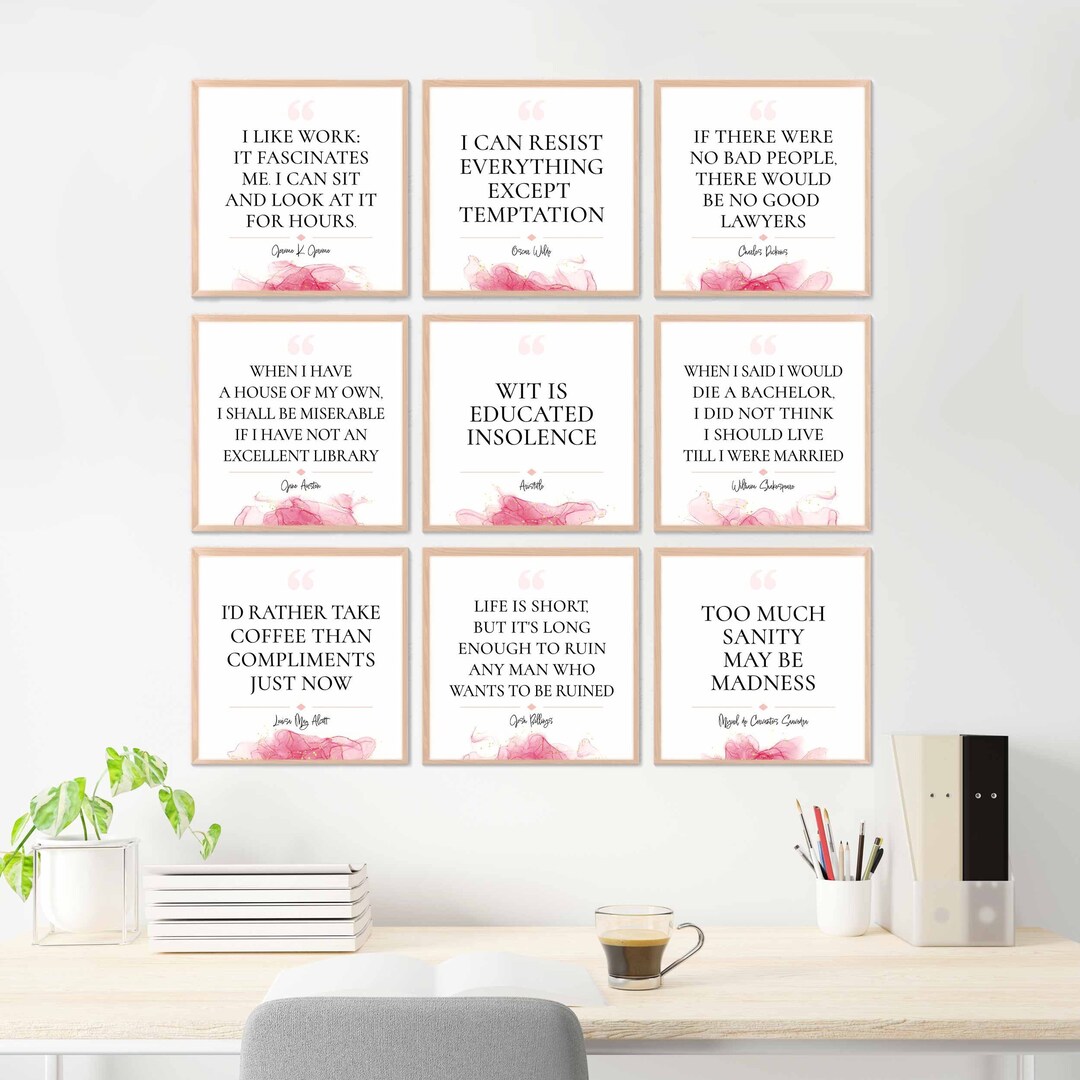 Nine Printable Wall Art Witty Wisdom Funny Quotes Set - Literary ...