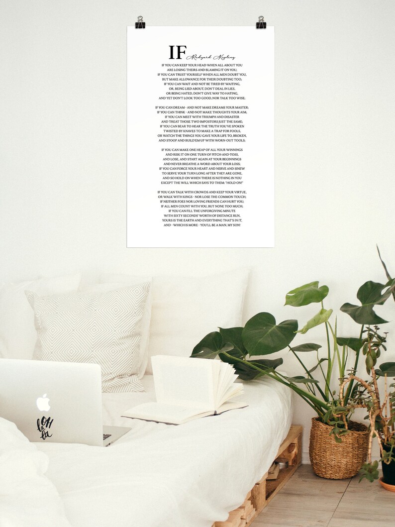 If by Rudyard Kipling Poem Print: Printable Inspirational Saying Wall ...