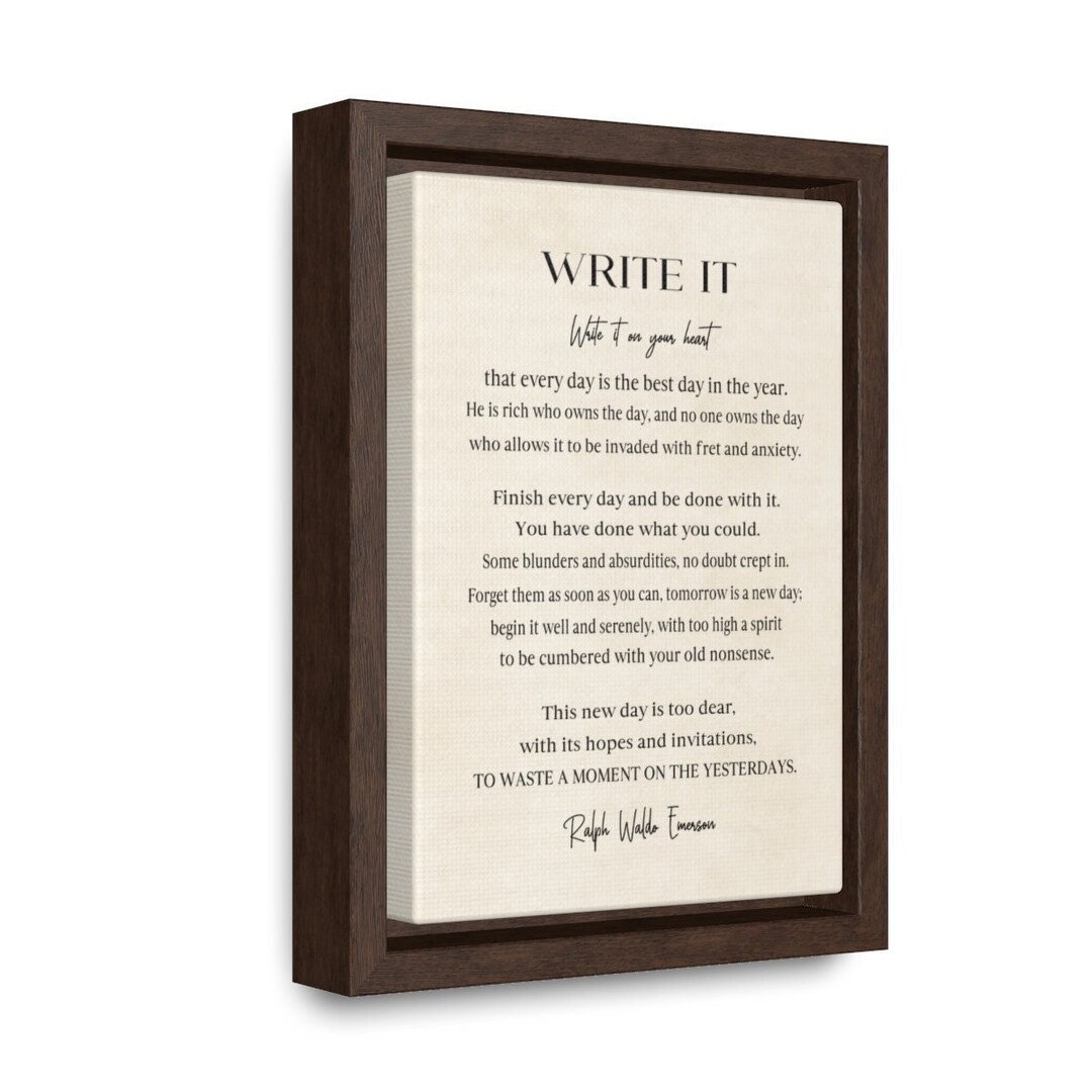 Write It on Your Heart Poem by Ralph Waldo Emerson on Framed Canvas ...